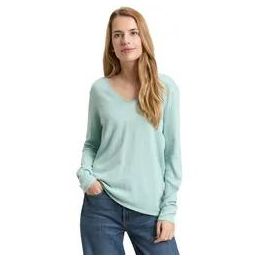V-Ausschnitt-Pullover Tom Tailor, Damen, Gr. S, blau haze, Strick, Obermaterial: 60% Baumwolle, 40% Viskose, unifarben, regular fit normal, V-Ausschnitt, Pullover, mit V-Ausschnitt