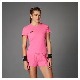 Laufshirt Adidas PERFORMANCE "ADIZERO ESSENTIALS RUNNING", Damen, Gr. XL, lucid pink, Obermaterial: 100% Polyester, normal, Rundhals, Shirts Laufshirt