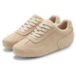 Sneaker Vivance "Schn&uuml;rhalbschuh, Freizeitschuh", Herren, Gr. 40, beige, Obermaterial: 100% Rindsleder. Decksohle: 100% Textilmaterial. Futter: 100% Textilmaterial. Laufsohle: 100% Synthetik, Veloursleder, unifarben, Basic, Schuhe Sneaker, aus Leder ultraleicht