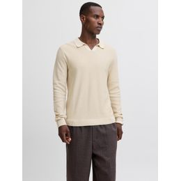 Jack & Jones JACK & JONES Herren Polokragenpullover "JPRBLAEASTON KNIT SPLIT NECK LS SN", silber, Gr. XXL, unifarben, Strick, Obermaterial: 100% Baumwolle,