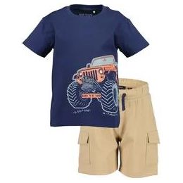 T-Shirt Blue Seven "Blue Seven Jungen Set aus T-Shirt mit Traktor und Shorts", Jungen, Gr. 98, 5750, dk blau, 100% Baumwolle, normal, Rundhals, Shirts T-Shirt