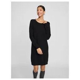 Strickkleid Vila "VIRIL KNIT DRESS", Damen, Gr. XXL, N-Gr, schwarz, Feinstrick, Obermaterial: 50% Viskose, 27% Nylon, 23% Polyester, regular fit kniefrei, Rundhals, B&uuml;ndchen, Kleider Strickkleid, trageangenehme Viskosemischung