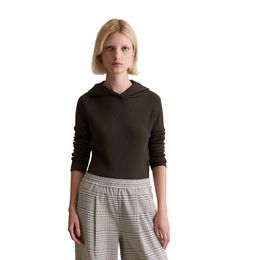 Marc O'Polo Damen Langarmshirt "aus softem Bio-Baumwolle-Modal-Stretch-Jersey"schwarz espresso, Basic, Gr. L, MARC O'POLO DENIM, unifarben, Obermaterial: 50%