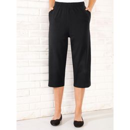 Damen Caprihose, schwarz, Gr. 46, unifarben, 100% Baumwolle, Hosen