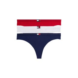 String "3 PACK THONG (EXT.SIZES)", Damen, Gr. L (40), 3 Stk., wei&szlig;, primary rot, preppy navy, Jersey, Obermaterial: 95% Baumwolle, 5% Elasthan, Tommy Hilfiger Underwear, k&ouml;rpernah, Unterhosen String, basic, elastischer Bund, unifarben