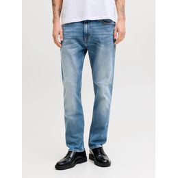Jack & Jones Regular-fit-Jeans JACK & JONES "JJICLARK JJVINTAGE NOOS", Herren, Gr. 31, L&auml;nge 32, blau denim, Denim/Jeans, Obermaterial: 98% Baumwolle, 2% Elasthan, Abriebeffekte, regular fit kn&ouml;chellang, Jeans