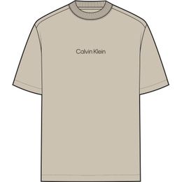 Calvin Klein Damen T-Shirt "SS RLXD STANDARD LOGO CREWNK TEE"oatmeal, Gr. XXL, unifarben, Single Jersey, Obermaterial: 100% Baumwolle, Shirts,