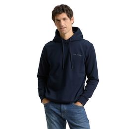 Tom Tailor Herren Hoodiesky captain blau, Gr. XXL, unifarben, Sweatware, Obermaterial: 70% Baumwolle, 30% Polyester, Sweatshirts, mit Logo Stickerei