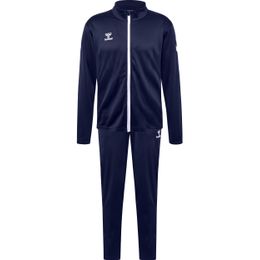 Hummel Damen Trainingsanzug "HMLLOGO SUIT", blau, Gr. L, Obermaterial: 100% Polyester, Sportanz&uuml;ge, zweiteiliges Set, ohne Kapuze, aus Polyester