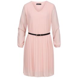 Shirtkleid CLOUD 5IVE "CLOUD 5IVE Cloud 5ive Pleated Dress with belt", Damen, Gr. L, US-Gr&ouml;&szlig;en, rose, 100% Polyester, unifarben, normal, Kleider Shirtkleid