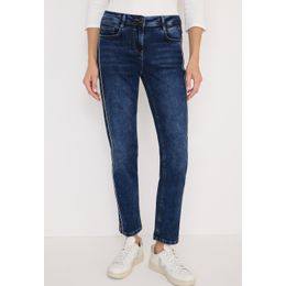 Slim-fit-Jeans Cecil, Damen, Gr. 25, L&auml;nge 30, mid blau used wash, Jeans, 89% Baumwolle, 8% Polyester, 3% Elasthan, unifarben, lang, Jeans Slim-fit-Jeans, High Waist