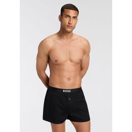 BOSS Herren Pyjamashorts "2P Boxer Shorts EW", Gr. S, schwarz, Web, Obermaterial: 100% Baumwolle, Hosen, mit Logobund