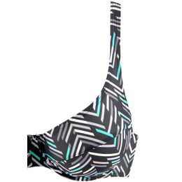 Lascana Damen B&uuml;gel-Bikini, schwarz, Gr. 42, bedruckt, Polyamid, Bikini-Sets, im grafischen Druckdesign