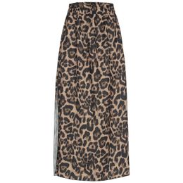 CLOUD 5IVE Damen Sommerrock "CLOUD 5IVE Maxi Skirt with side slit and leo print"braun, schwarz, Gr. S, animal-print, 95% Polyester, 5% Elasthan, R&ouml;cke