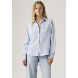 Levi's LEVI'S Damen Hemdbluse, blau, Gr. M, unifarben, Web, Obermaterial: 50% Viskose, 40% Baumwolle, 10% Leinen, Blusen, mit Brusttasche