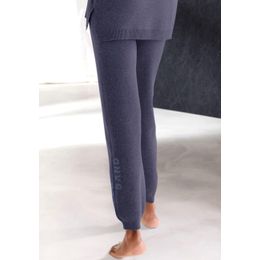 ELBSAND Damen Strickhose, Gr. 36, blau, Feinstrick, Obermaterial: 50% Viskose, 28% Polyester, 22% Polyamid, meliert, unifarben, Hosen, mit