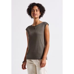 Street One Damen T-Shirt, braun, Gr. 46, unifarben, Web, 50% Baumwolle, 50% Modal, Shirts, im soften Baumwoll-Mix