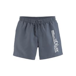 s.Oliver Herren Badeshorts "Philip", blau, Gr. XL, unifarben, Microfaser, Polyester, Badehosen, mit Logo-Print im Used-Look