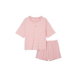 Marc O'Polo MARC O'POLO Damen Shorty, Gr. Lrosa gestreift, Jersey, Obermaterial: 100% Baumwolle, Homewear-Sets, Kurzarm, mit Rundhalsausschnitt, elastisch
