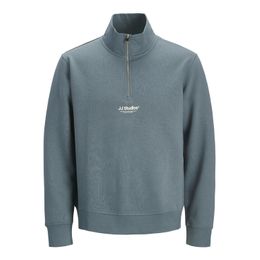 Jack & Jones Jungen Sweatshirt "JJESOHO SWEAT QUARTER ZIP HN NOOS JNR"blau mirage, Gr. 164, JACK & JONES JUNIOR, bedruckt, angeraute Sweatware, Obermaterial: 80%