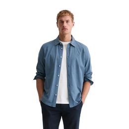 Marc O'Polo MARC O'POLO Herren Langarmhemd "regular fit aus reiner Bio-Baumwolle"stormy blau, Gr. L, Jersey, Obermaterial: 100% Baumwolle, Hemden, Jerseyhemd