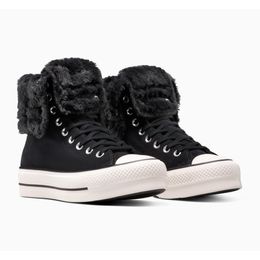 Converse Damen Sneaker "CHUCK TAYLOR ALL STAR FOLD OVER LIFT", Gr. 36schwarz, schwarz, egret, Textil, Schuhe, Winterschuhe, gef&uuml;ttert