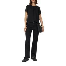 Damen Kurzarmbluse, schwarz, Gr. 42, s.Oliver BLACK LABEL, unifarben, Web, Obermaterial: 100% Polyester. Futter: 100% Viskose, Blusen, mir Raffung am