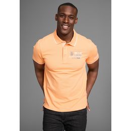 DELMAO Herren Poloshirt, orange, Gr. 4XL, unifarben, Piqu&eacute;, Obermaterial: 95% Baumwolle, 5% Elasthan, Shirts, mit sportlichen Kontraststreifen &