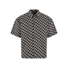 Urban Classics Herren Langarm-Poloshirt "Urban Classics Laser Check Printed Boxy Shirt"schwarzlasercheck, Gr. L, kariert, 100% Baumwolle, Shirts