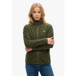 Superdry Damen Fleecejacke "POLAR FLEECE FULL ZIP"army khaki gr&uuml;n, Gr. XL, unifarben, Fleece, Obermaterial: 100% Polyester, Jacken