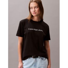 Damen T-Shirt "A- INST. LOGO CLASSIC TEE SS", schwarz, Gr. L, Calvin Klein Jeans, unifarben, Jersey, Obermaterial: 100% Baumwolle, Shirts, mit