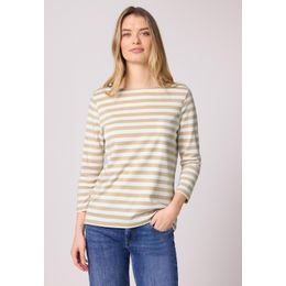 Street One Damen 3/4-Arm-Shirtcotton beige, Gr. 34, gestreift, Web, 100% Baumwolle, Shirts, aus reiner Baumwolle