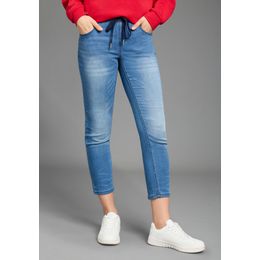 Kangaroos Damen Jogg Pants "7/8 JOGG-DENIM", blau, Basic, Gr. 32, Abriebeffekte, Jersey, Obermaterial: 59% Alpaka, 40% Polyester, 1% Elasthan, Jeans,