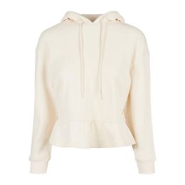 Urban Classics Damen Kapuzenpullover "Urban Classics Damen Ladies Organic Volants Hoody"sandwei&szlig;, Gr. M, unifarben, 100% Baumwolle, Pullover