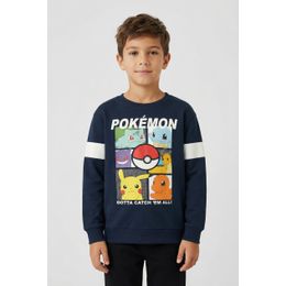 name it Jungen Sweatshirt "NMMJUSSY POKEMON NREG SWEAT BRU NOOS SKY", blau, Gr. 104, bedruckt, angeraute Sweatware, Obermaterial: 95% Baumwolle, 5%