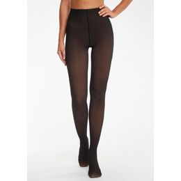 Lascana Damen Thermostrumpfhose, Gr. L, schwarz, Obermaterial: 85% Polyamid, 15% Elasthan, leicht transparent, Strumpfhosen, w&auml;rmend trotz leichter