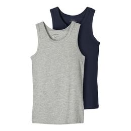 name it Jungen Unterhemd "NKMTANK 2P f&uuml;r Jungen mit Rundhals und elastischem Tragekomfort", Gr. 104, grau, Jersey, Obermaterial: 95% Baumwolle, 5%