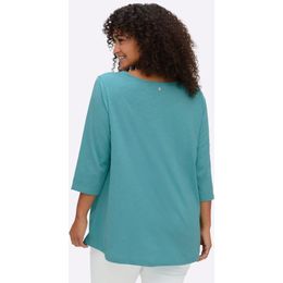 sheego Damen 3/4-Arm-Shirt "3/4-Arm-Shirt", blau, Gr. 56, unifarben, 100% Baumwolle, Shirts