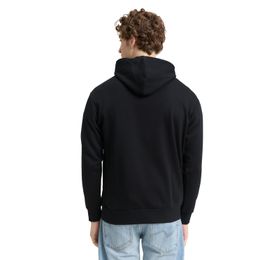Herren Hoodie, schwarz, Gr. M, Tom Tailor Denim, bedruckt, Sweatware, Obermaterial: 70% Baumwolle, 30% Polyester, Sweatshirts, mit Logo Print