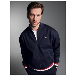 TRIGEMA Herren Sweatjacke "TRIGEMA Collegejacke mit kontrastfarbigen Elementen"navy, Basic, Gr. L, 70% Baumwolle, 30% Polyester, Sweatjacken