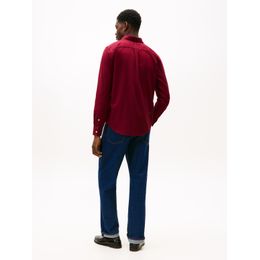 Tommy Hilfiger Herren Langarmhemd "FLEX FLANNEL SOLID SHIRT"deep rouge, Gr. XXL, unifarben, Web, Obermaterial: 98% Baumwolle, 2% Elasthan, Hemden,