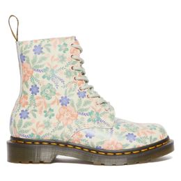Dr. Martens Damen Schn&uuml;rboots "1460 Pascal", Gr. 39, beige, Leder, gebl&uuml;mt, Schuhe, Boots mit Blumenprint