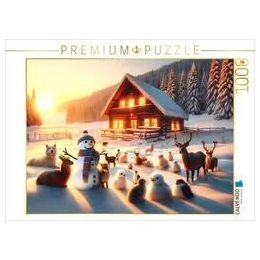 Calvendo Puzzle Winterliches Abendgl&uuml;hen 1000 Teile Lege-Gr&ouml;&szlig;e 64x48cm Foto-Puzzle f&uuml;r gl&uuml;ckliche Stunden