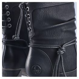 Rieker Damen Cowboy Stiefelette, Gr. 41, schwarz, Nubuklederimitat, unifarben, Schuhe, Westernstiefelette, Stiefelette mit Slouchy-Schaft
