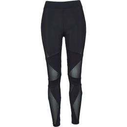 Urban Classics Damen Leggings "Urban Classics Damen Ladies Triangle Tech Mesh Leggings"schwarz, schwarz, Gr. XL, unifarben, 80% Polyamid, 20%