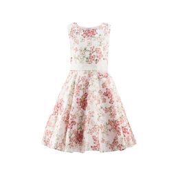 Sommerkleid happy girls, M&auml;dchen, Gr. 104, N-Gr, pink, Web, Obermaterial: 65% Baumwolle, 35% Polyester. Futter: 100% Polyester, bedruckt, gebl&uuml;mt, festlich, Basic kniebedeckend, Rundhals, Kleider Sommerkleid