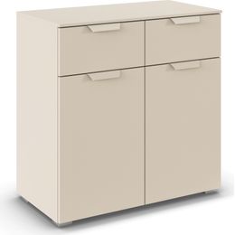 Kombikommode Rauch "Sideboard Schubladenkommode COSTA mit farblich passenden Metallgriffen", beige (champagner), griffe beige (champagner), B:80cm H:81cm T:42cm, Holzwerkstoff, Sideboards, Kombikommode, mit 2 Schubladen und 1 verstellbaren Einlegeboden MADE IN GERMANY