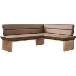 Eckbank OTTO HOME "Beluna Polsterbank, Sitzecke", braun (cognac (cobra 4001), decor wotan eiche), B:210cm H:89cm T:169cm, FSC-zertifizierter Holzwerkstoff, FSC-zertifiziertes Massivholz, Polyester, Sitzb&auml;nke, Eckbank, mit Wellenunterfederung im Sitz, TOPSELLER, Topseller