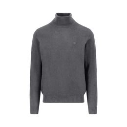 Fynch-Hatton Herren Strickpulloversteel, Gr. M, unifarben, Strick, Obermaterial: 100% Baumwolle, Pullover, mit Logo Stickerei