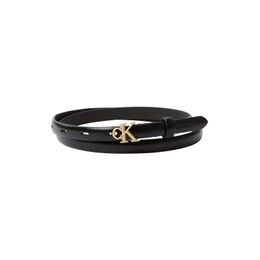 Lederg&uuml;rtel Calvin Klein "ROUND CK BUCKLE 15MM BELT SMOOTH", Damen, Gr. 105, schwarz, antique light gold, Web, Rindsleder, unifarben, G&uuml;rtel Lederg&uuml;rtel, Gr&ouml;&szlig;enverstellbar mit Metallschlie&szlig;e